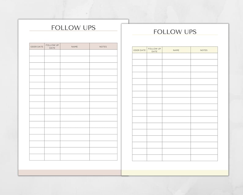 Printable Follow up Tracker, Editable Customer Tracker, Small Business ...