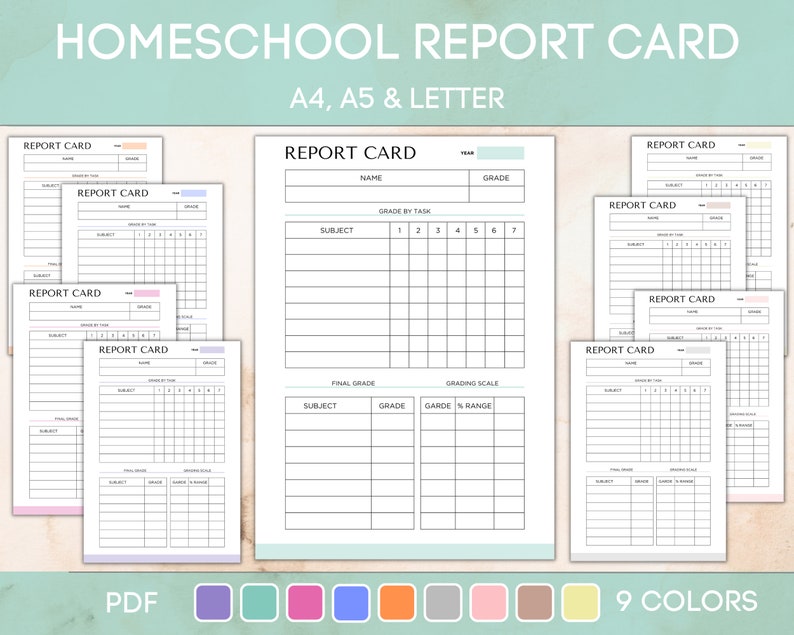 Homeschool Report Card Template, Homeschool Grade Card Sheet, Printable ...