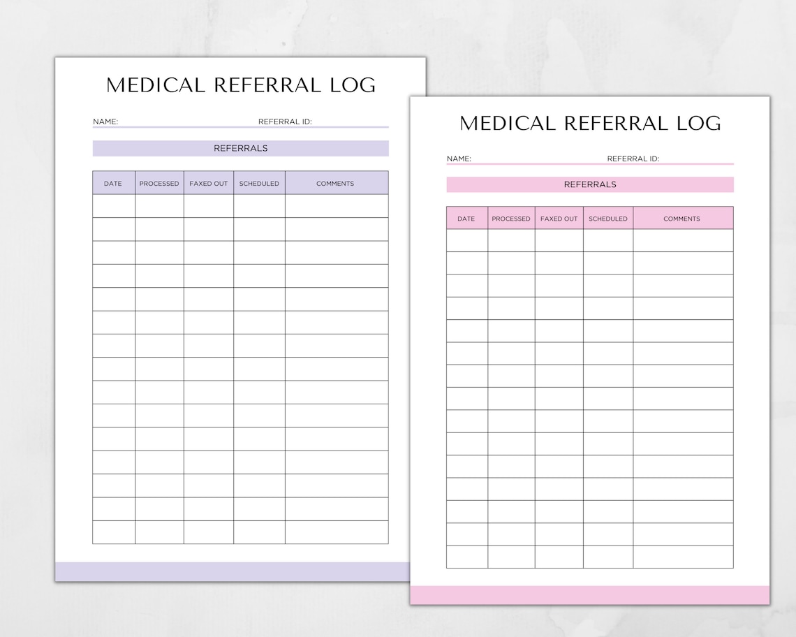 Printable Medical Referral Log, Patient Referral Tracker, Track ...