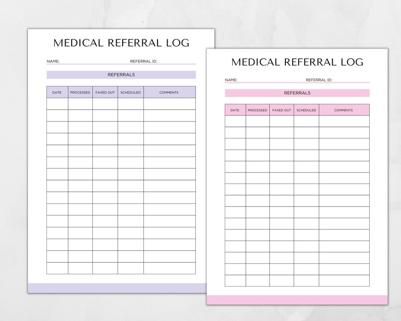 Printable Medical Referral Log, Patient Referral Tracker, Track ...