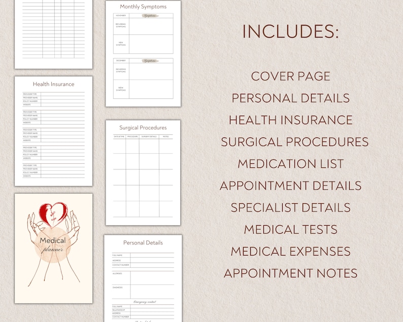 Medical Planner Printable and Editable, Healthcare Log, Chronic Illness ...