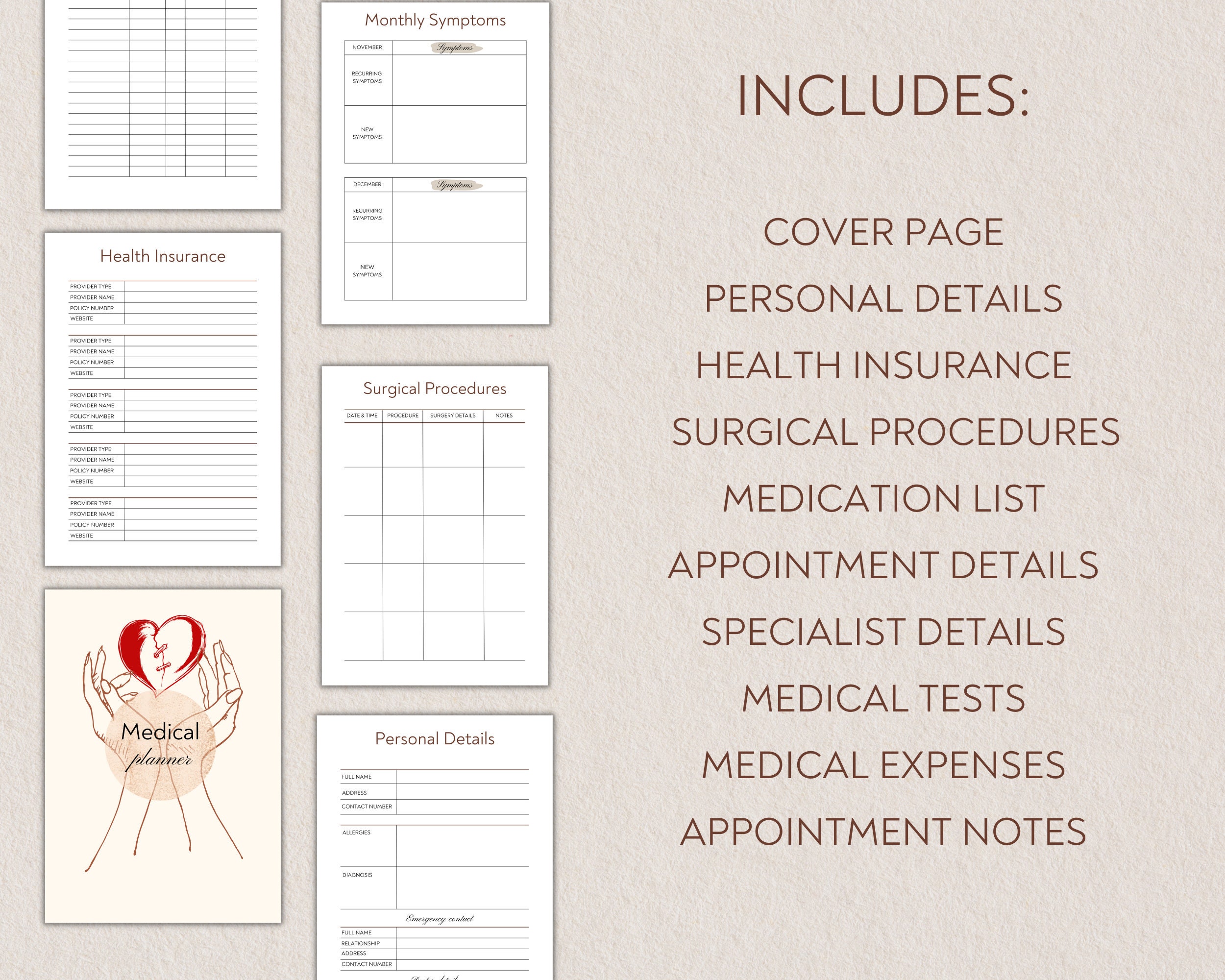 Medical Planner Printable and Editable, Healthcare Log, Chronic Illness ...