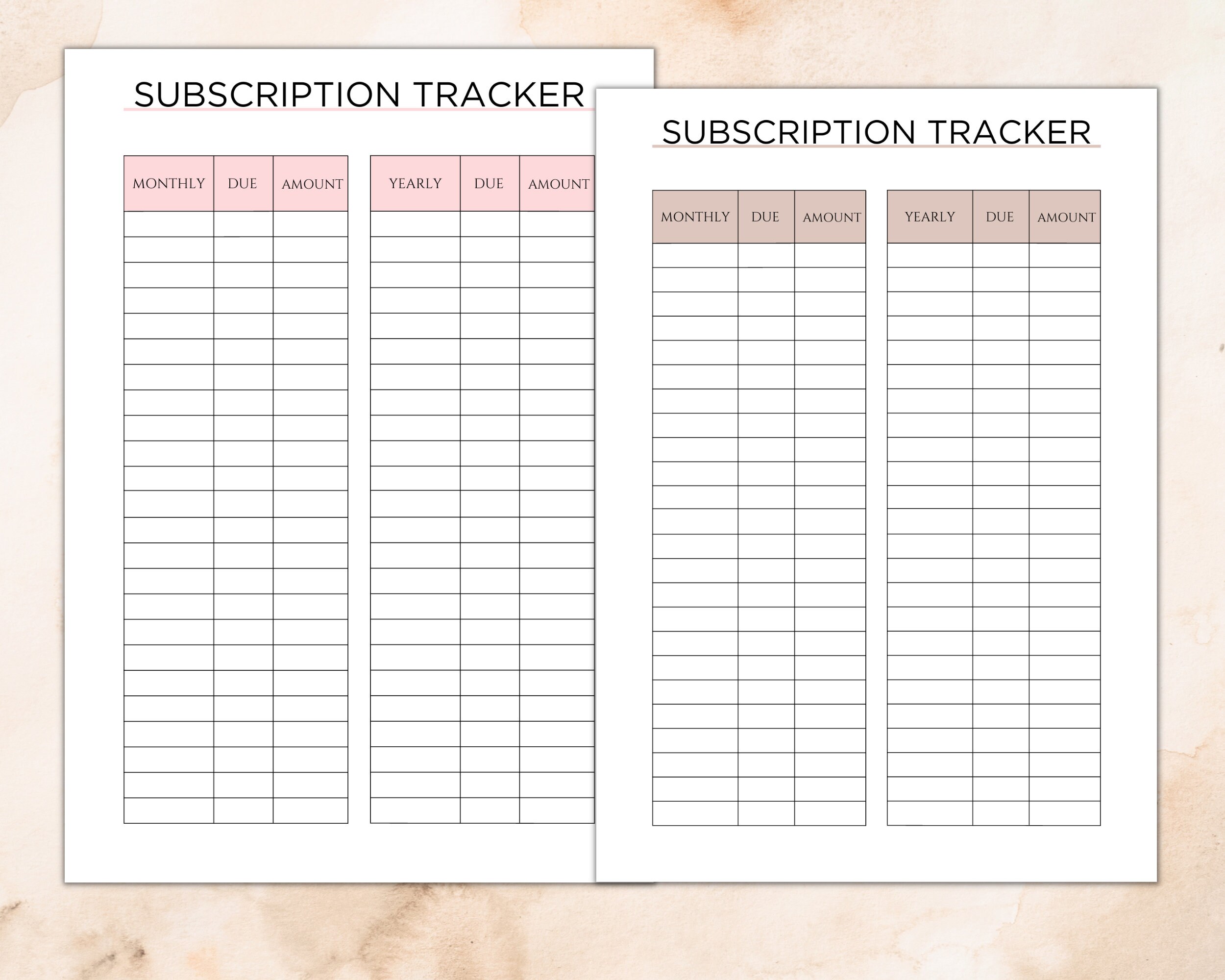 Editable and Printable Subscription Tracker, Subscription Log ...