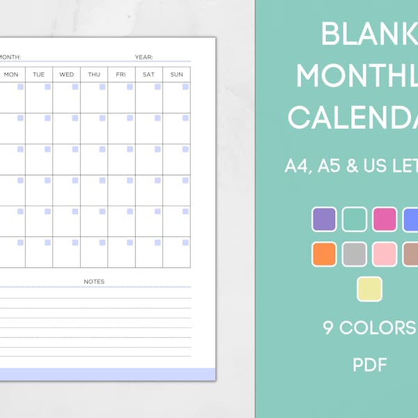 Blank Calendar Pdf - Etsy