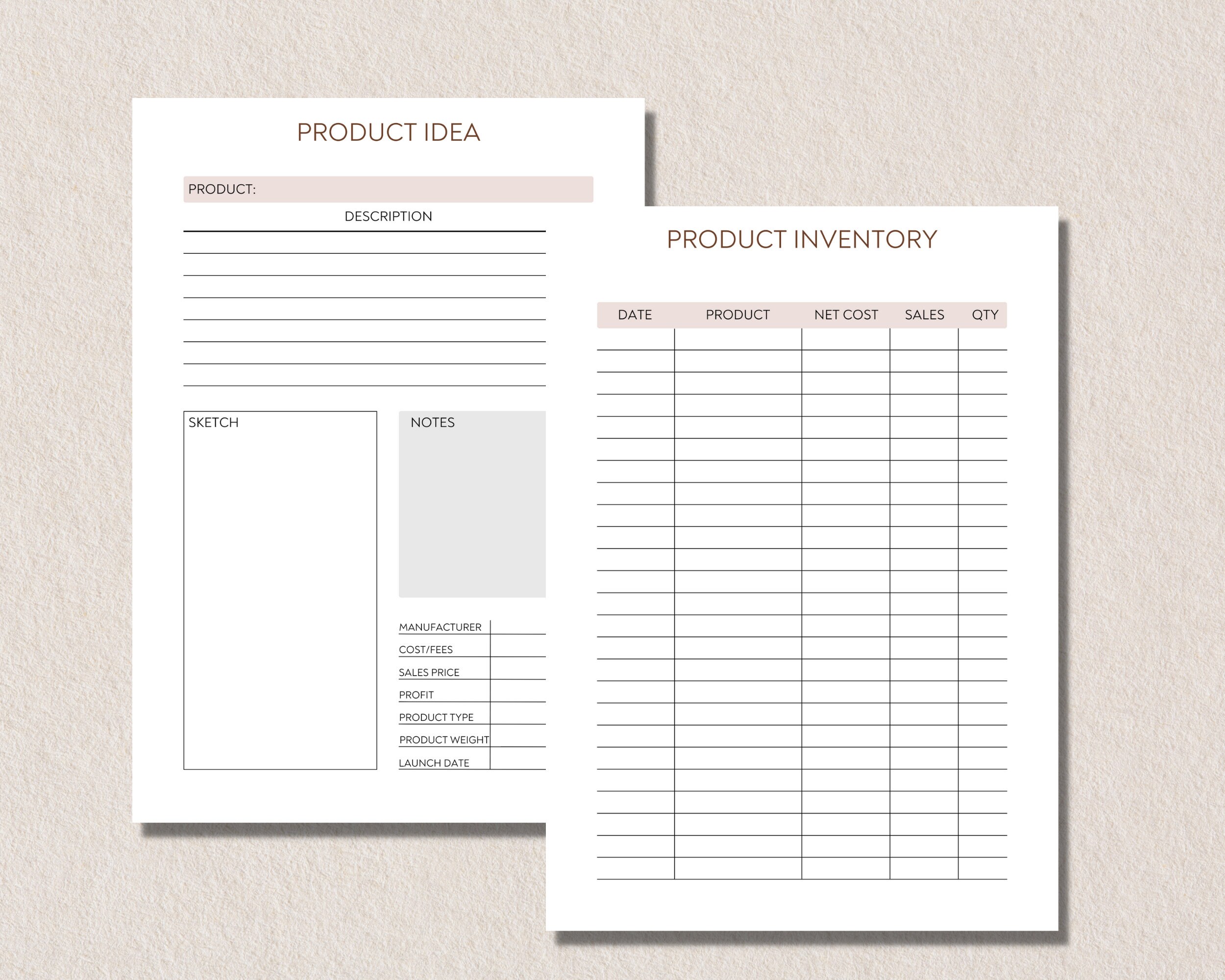 Product Planner Printable and Editable, Inventory List, Business ...