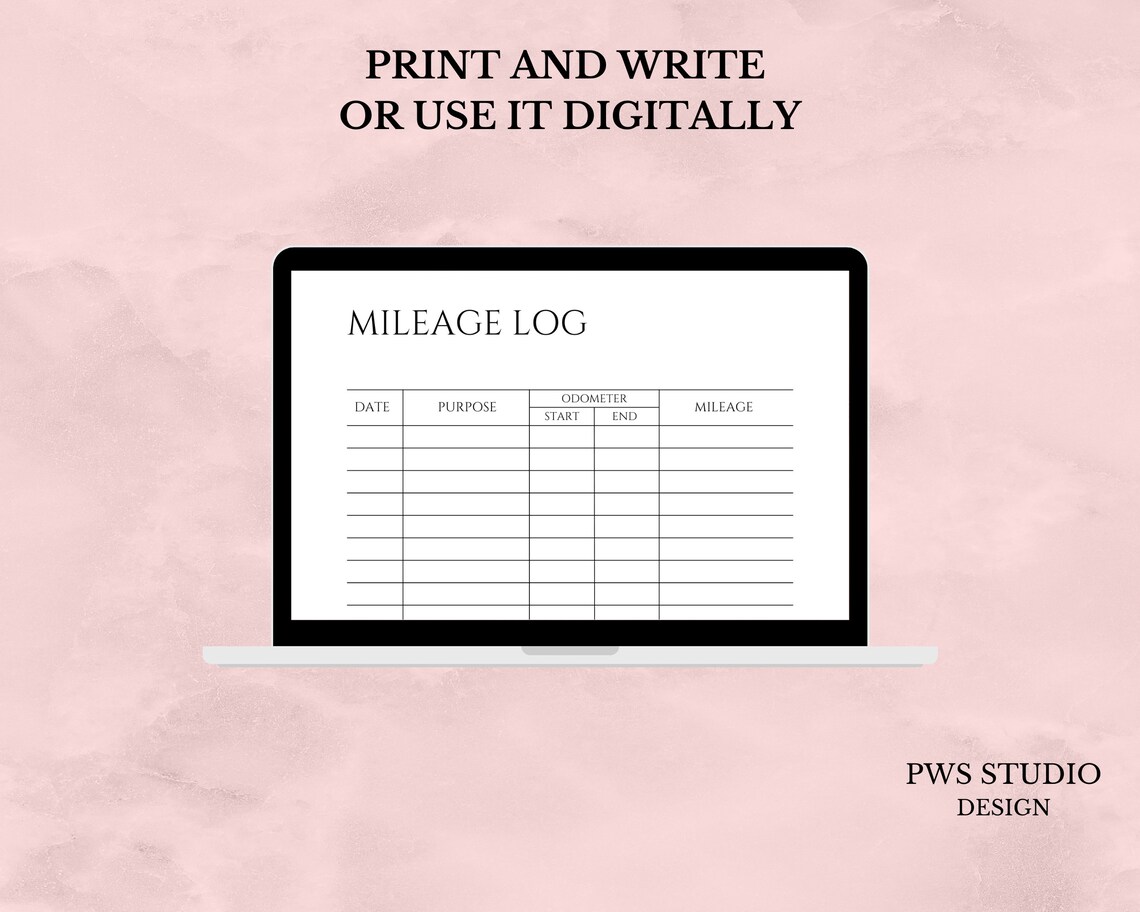 Mileage Log Planner Printable, Vehicle Miles Travelled Tracker, Car ...
