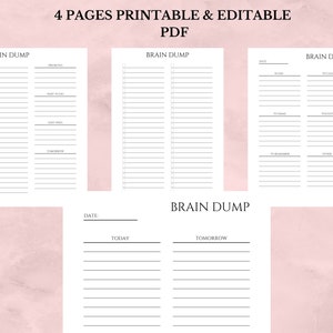 Brain Dump Small Bundle Printable and Editable, Instant Download ...
