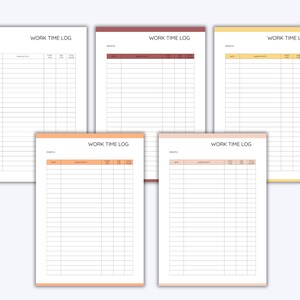 Printable Work Time Log, Activity Tracker, Working Hours Log, Time ...