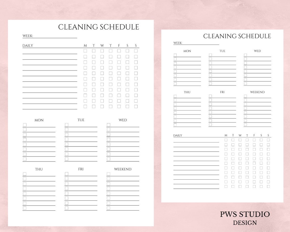 Editable Cleaning Schedule Cleaning Planner Printable Weekly - Etsy