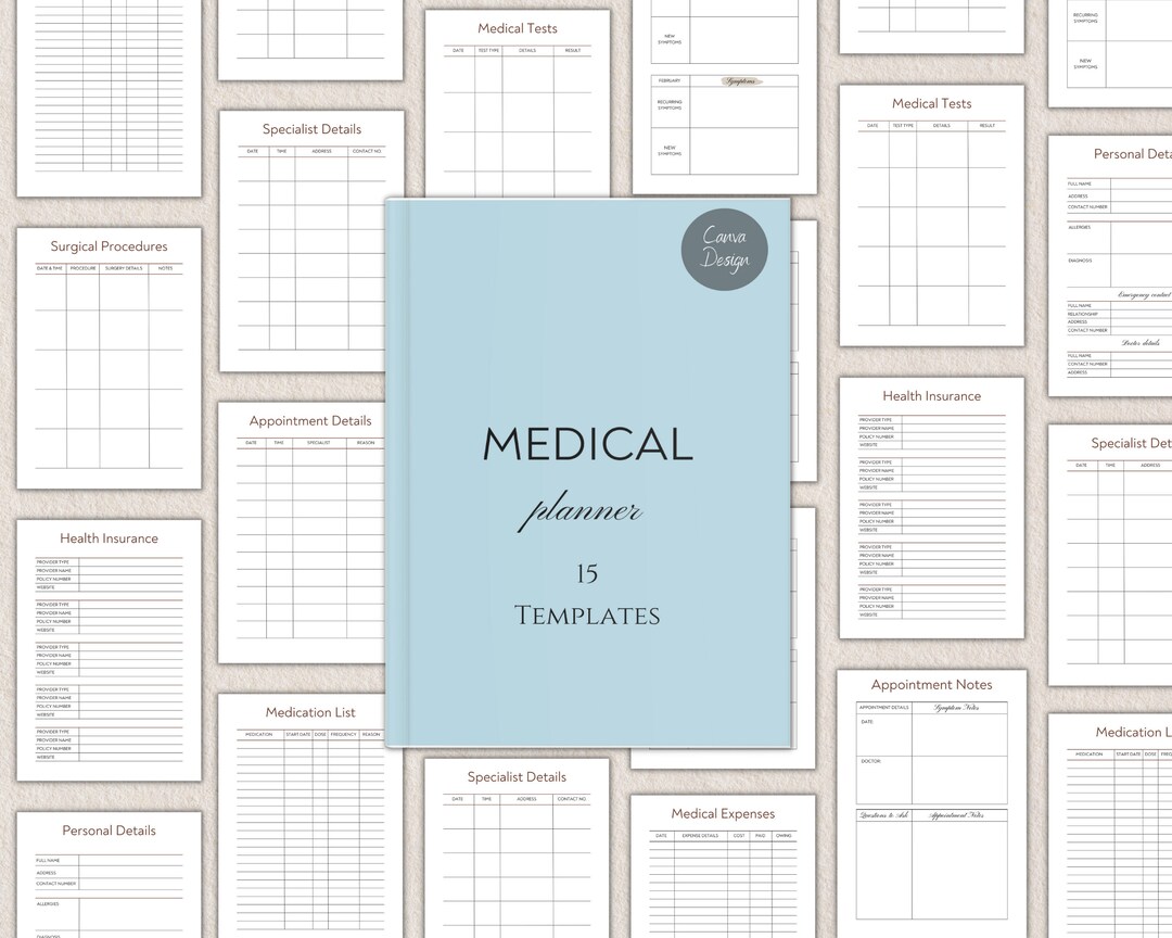 Medical Planner Printable and Editable, Healthcare Log, Chronic Illness ...