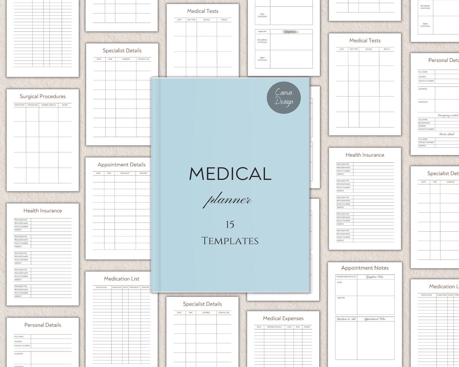 Medical Planner Printable and Editable, Healthcare Log, Chronic Illness ...