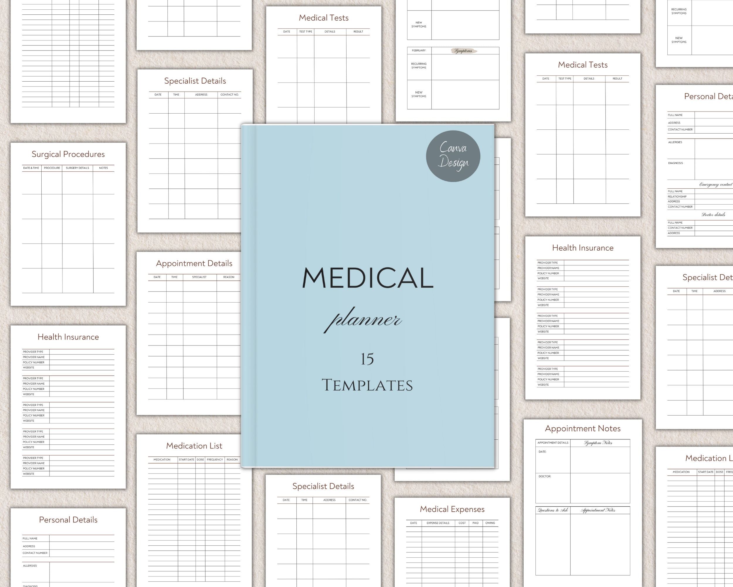 Medical Planner Printable and Editable, Healthcare Log, Chronic Illness ...