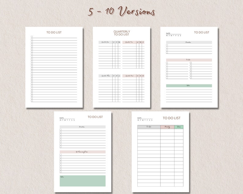 To Do Lists, Task Sheet, Printable & Editable Templates PDF, A4 A5 ...