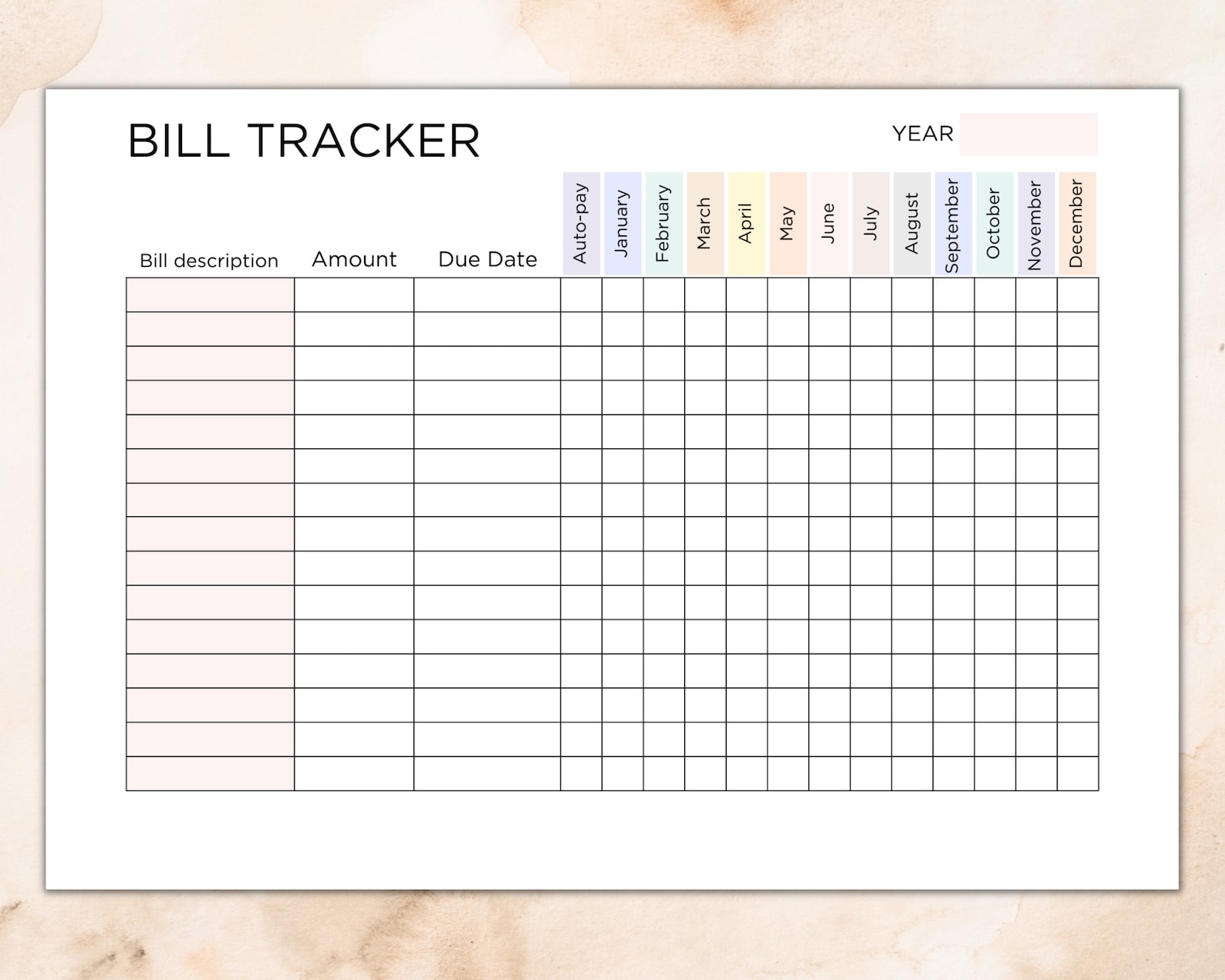 Editable Bill Tracker, Bill Tracker Printable, Monthly Bill Tracker ...