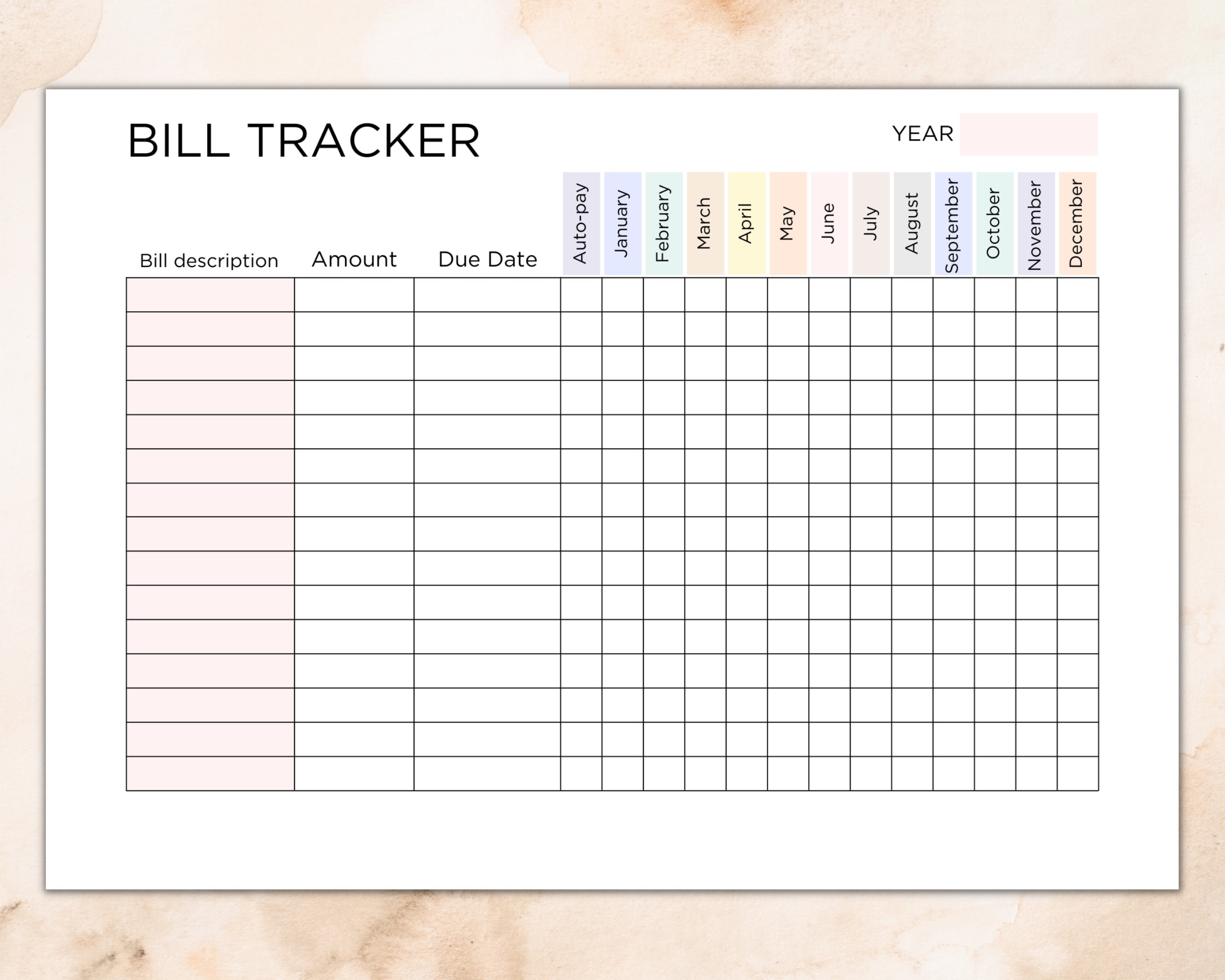 Editable Bill Tracker, Bill Tracker Printable, Monthly Bill Tracker ...