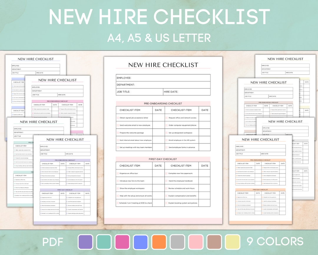 New Hire Checklist Printable, Editable Employee Onboarding Template, HR ...