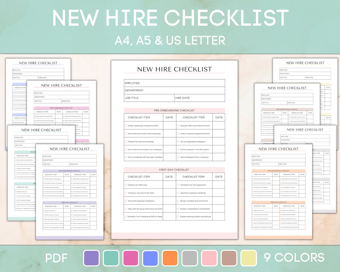 New Hire Checklist Printable, Editable Employee Onboarding Template, HR ...