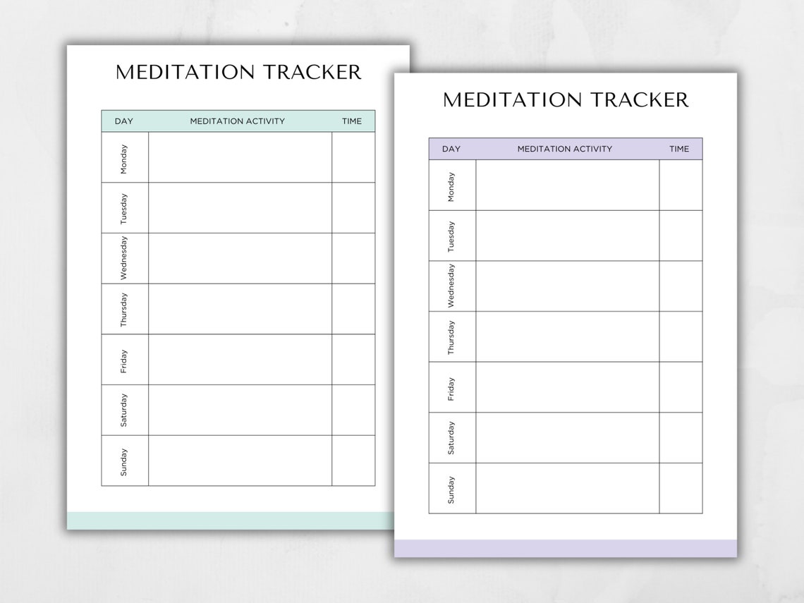 Printable Meditation Tracker, Editable Weekly Tracker, Mindset Sheet ...