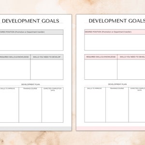 Development Goals Template, Printable, Editable Career Growth Sheet ...