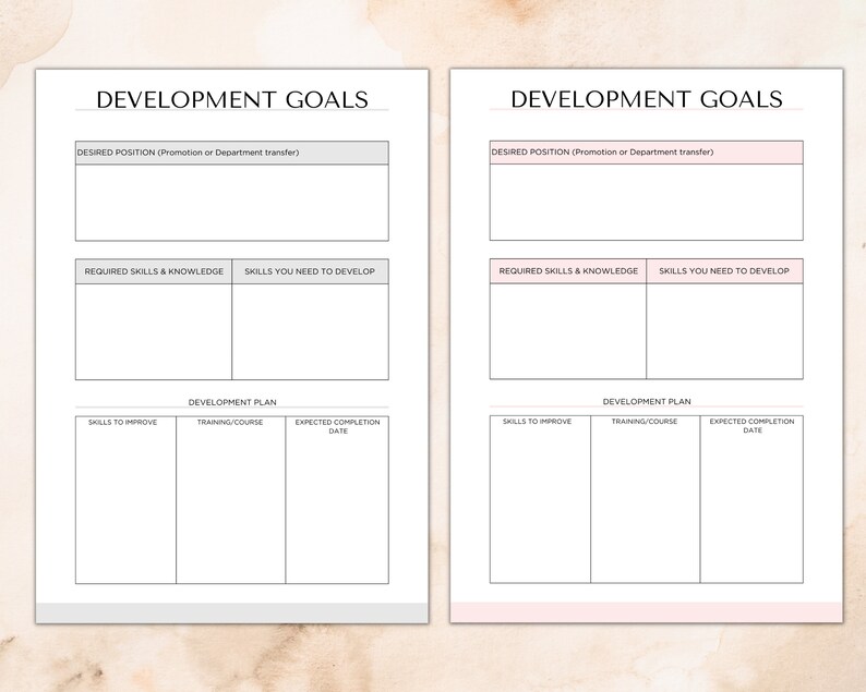 Development Goals Template, Printable, Editable Career Growth Sheet ...