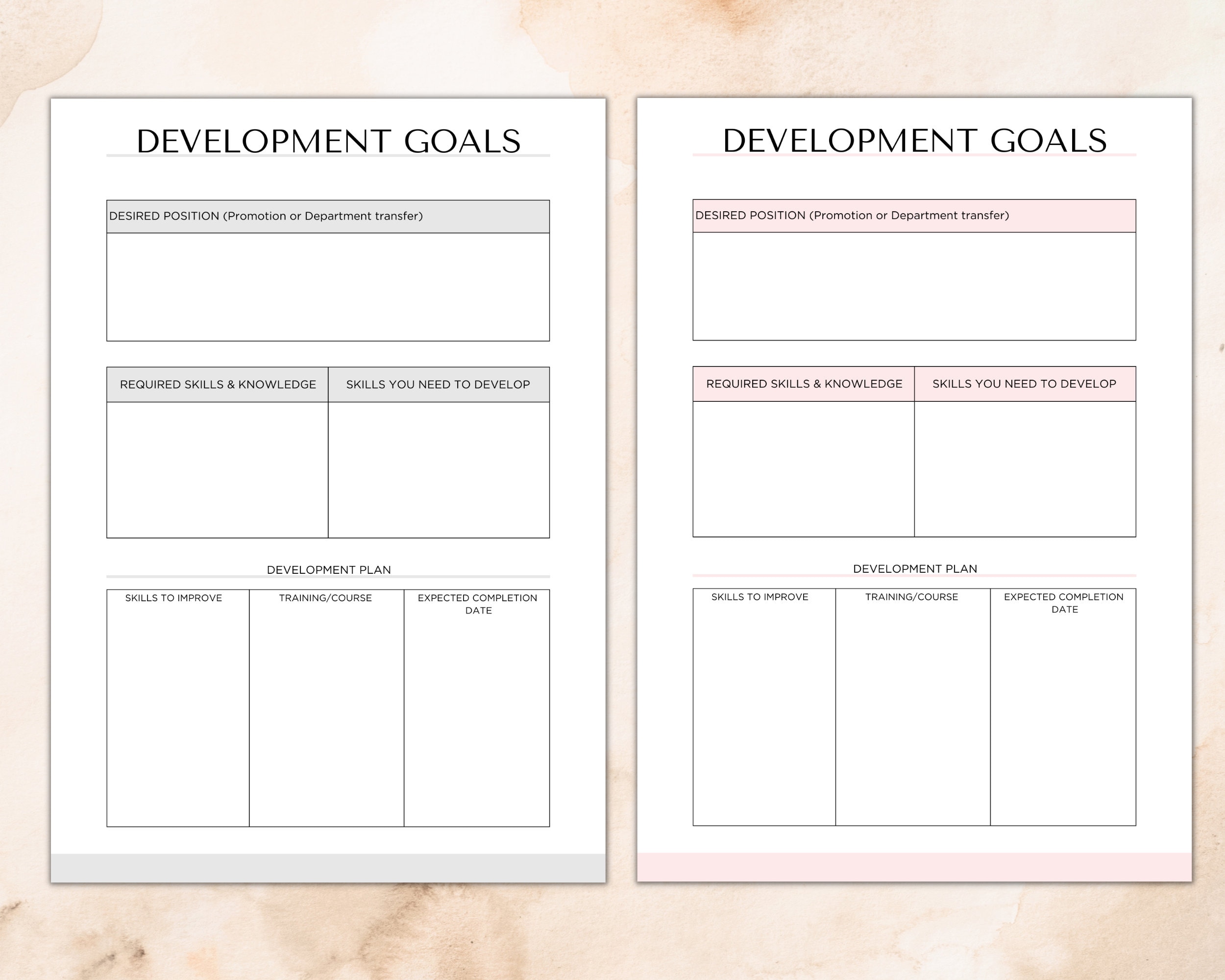 Development Goals Template, Printable, Editable Career Growth Sheet ...