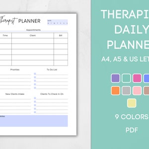 Therapist Daily Planner, Printable Daily Therapist Appointments ...