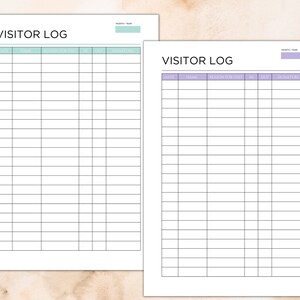 Printable Visitor Log, Visitor Sign in / Sign Out Sheet, Visitor ...