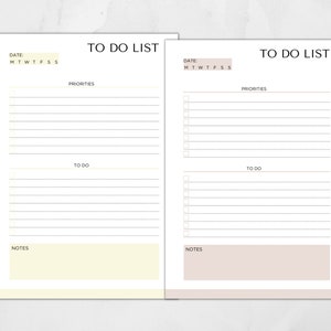 Printable to Do List, Editable Daily List, Weekly To-do Template ...