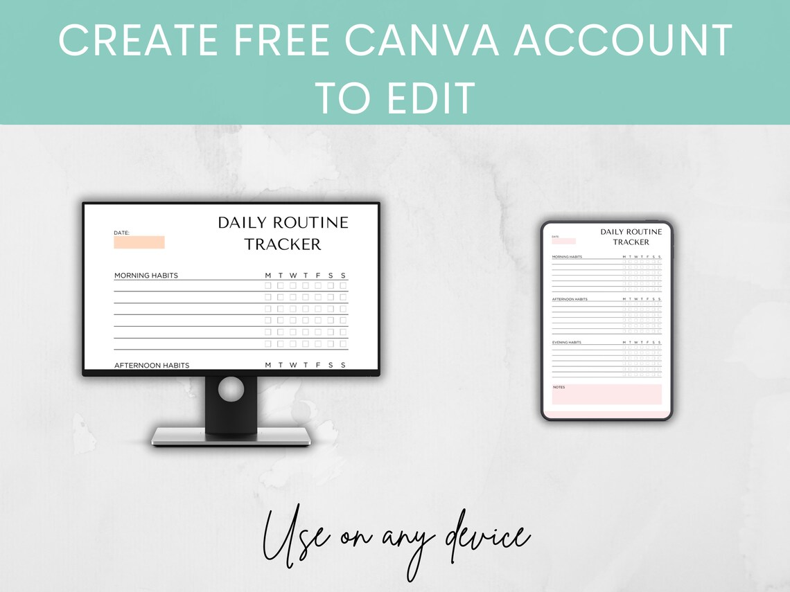 Printable Daily Routine Tracker Editable Weekly Habit - Etsy