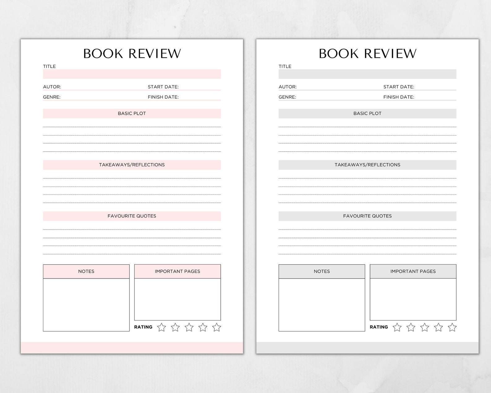 Printable Book Review Template, Simple Book Review Editable, Book ...