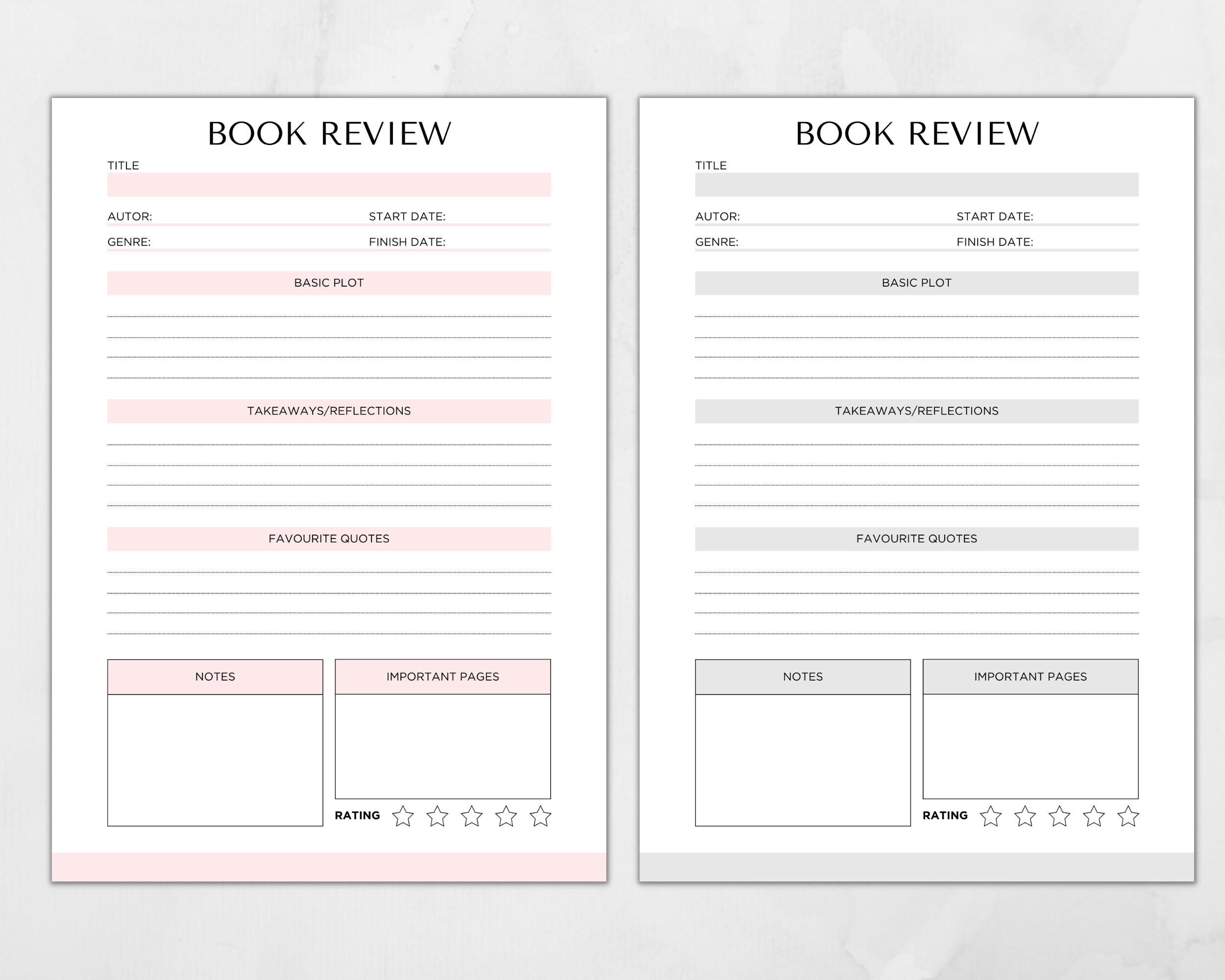 Printable Book Review Template, Simple Book Review Editable, Book ...