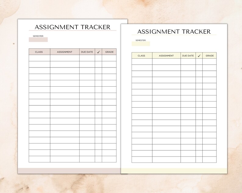 Assignment Tracker Printable Editable Assignment List Homework - Etsy