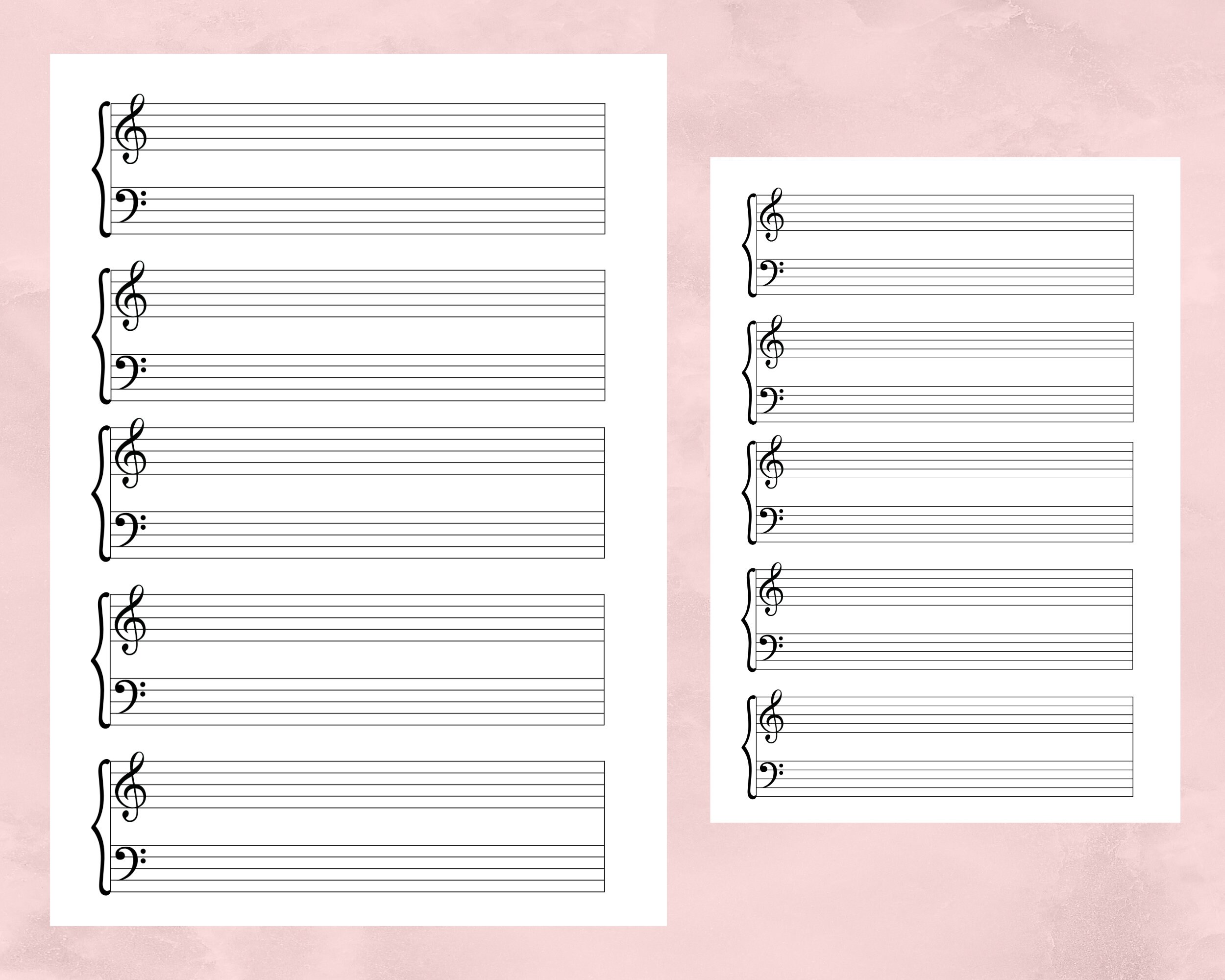 Printable Sheet Music for A4 US Letter, Blank Sheet Music Printable ...