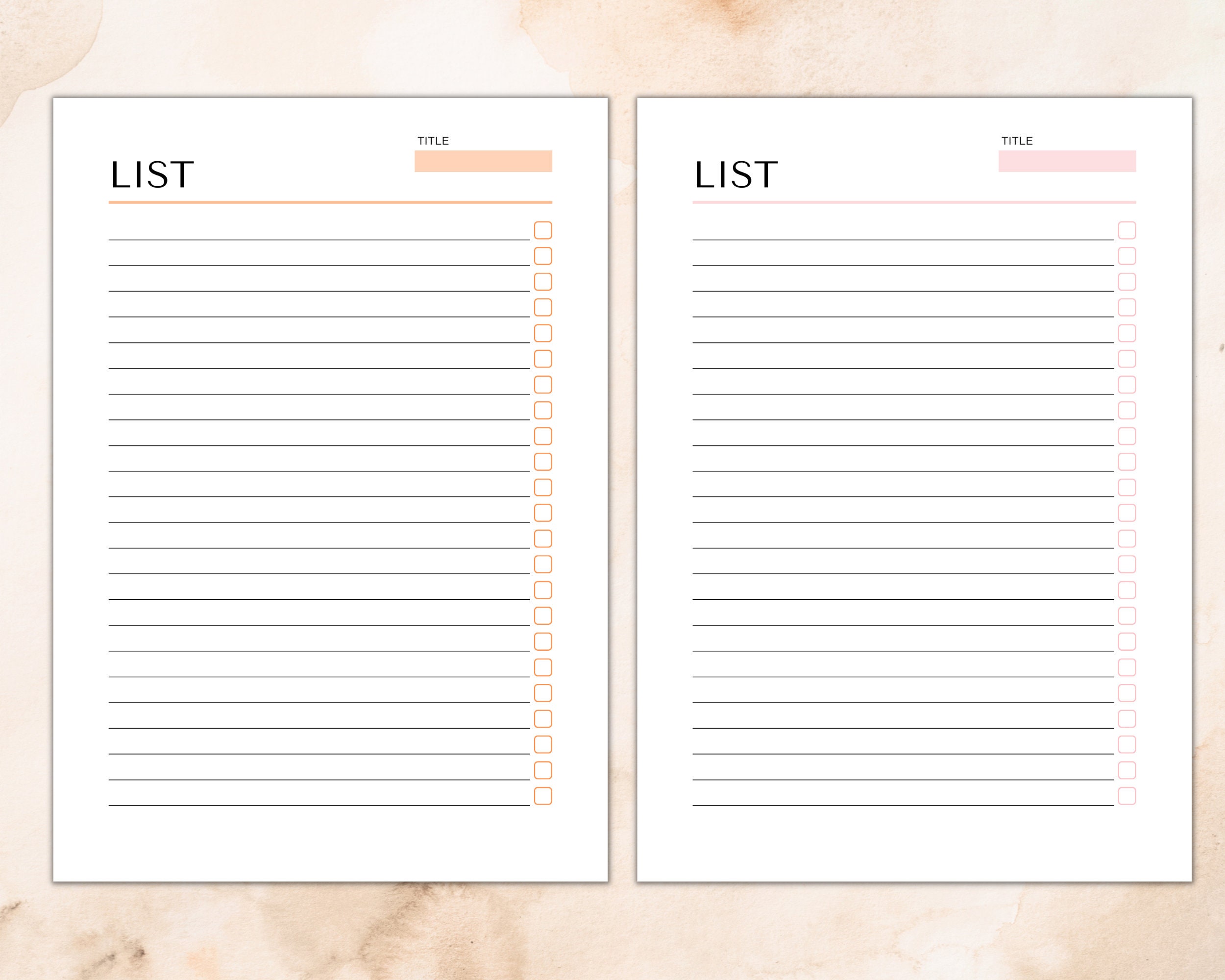 Editable and Printable Checklist Template, Simple List for Planner ...