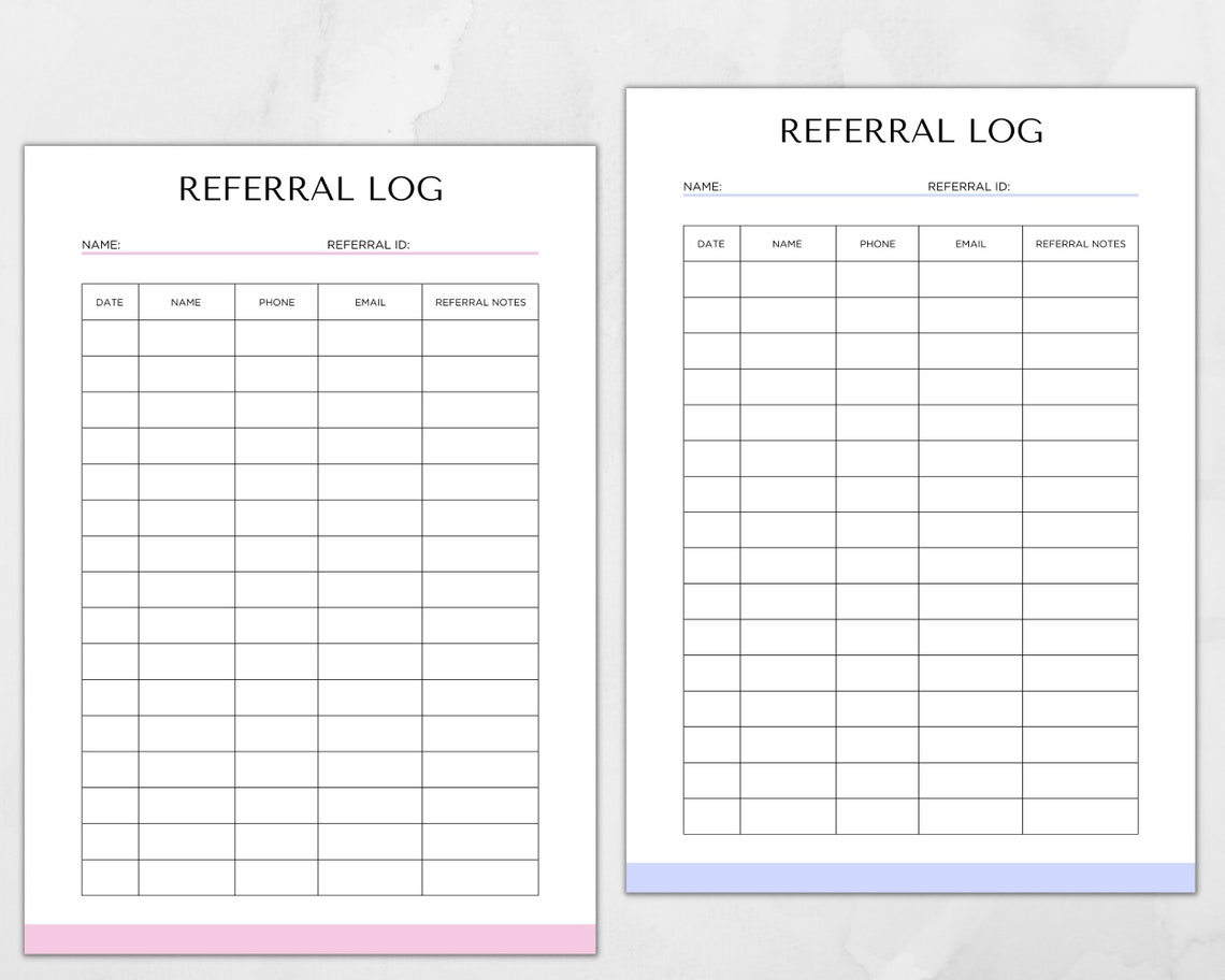 Printable Referral Log, Editable Client Referral Tracking, Referrals ...