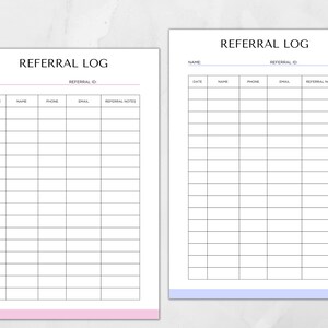 Printable Referral Log, Editable Client Referral Tracking, Referrals ...
