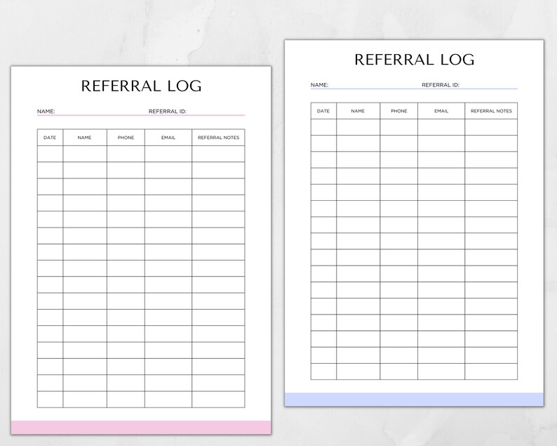 Printable Referral Log, Editable Client Referral Tracking, Referrals ...