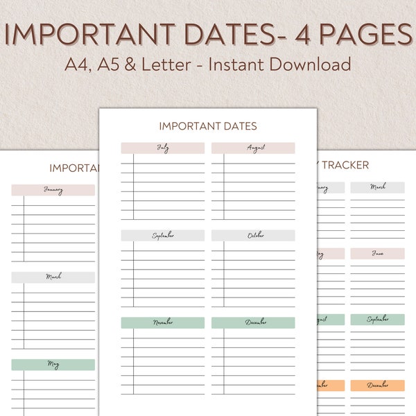 Important Dates - Etsy