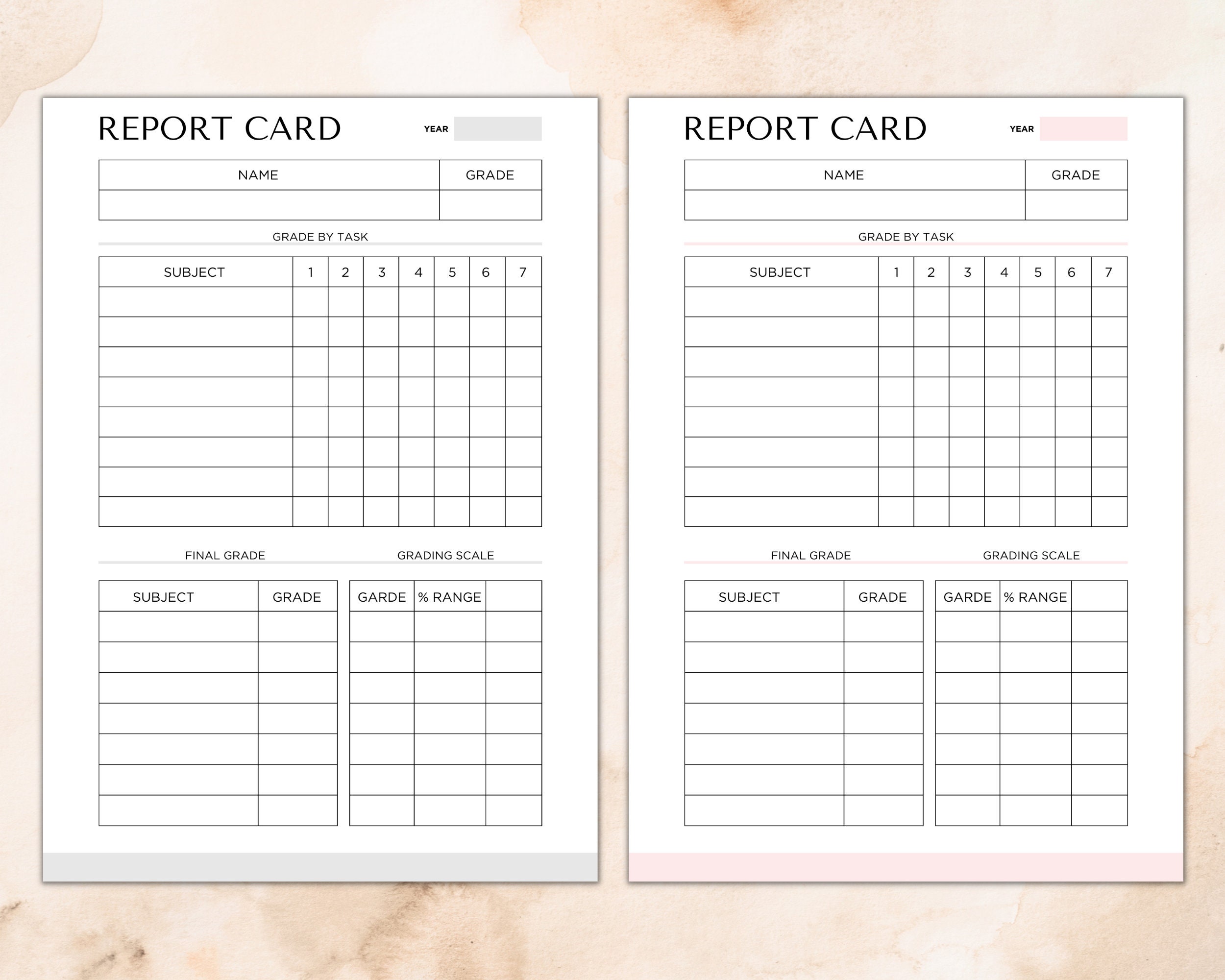 Blank Elementary School Report Card