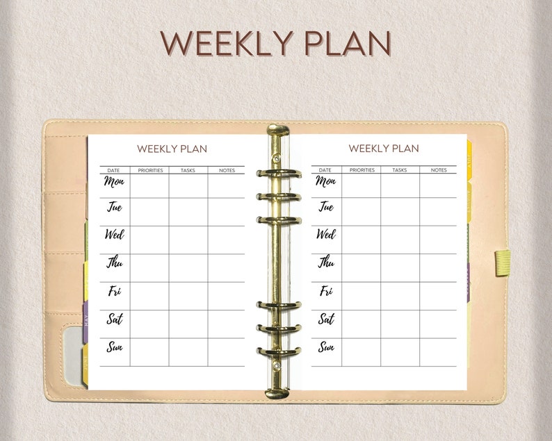 Weekly Planner Printable and Editable, 7 Day Work Template, Monday to ...