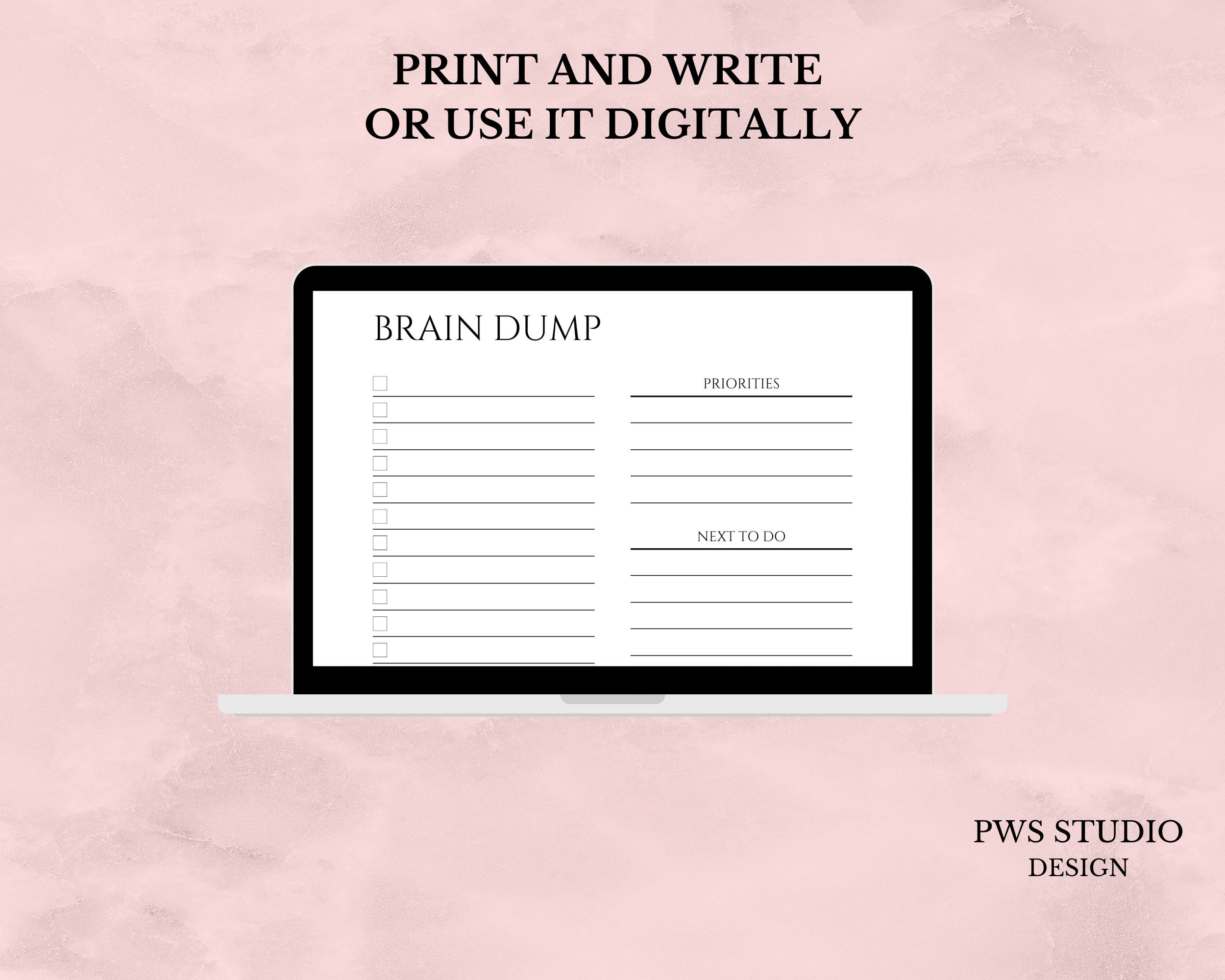 Brain Dump Small Bundle Printable and Editable, Instant Download ...