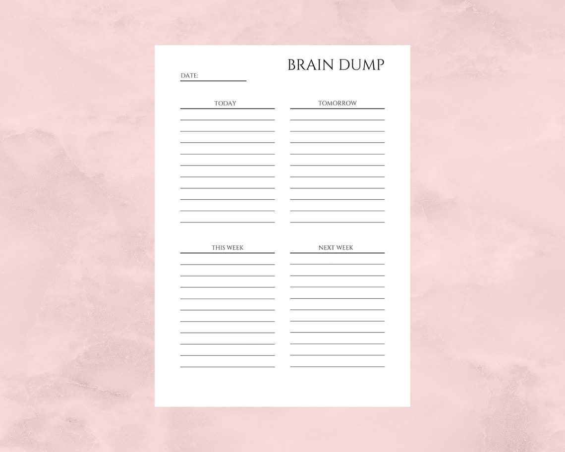 Brain Dump Small Bundle Printable and Editable, Instant Download ...