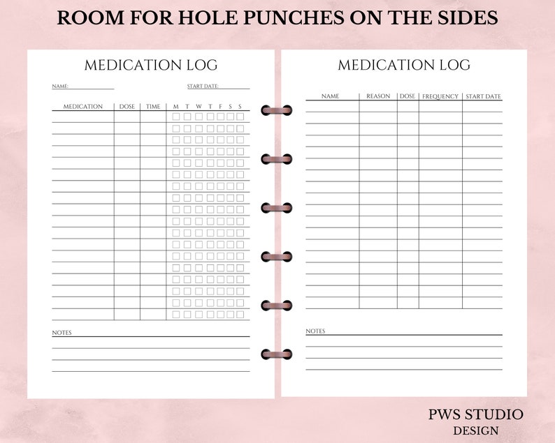 Printable Medication List Planner Page, Healthcare Dose Frequency ...