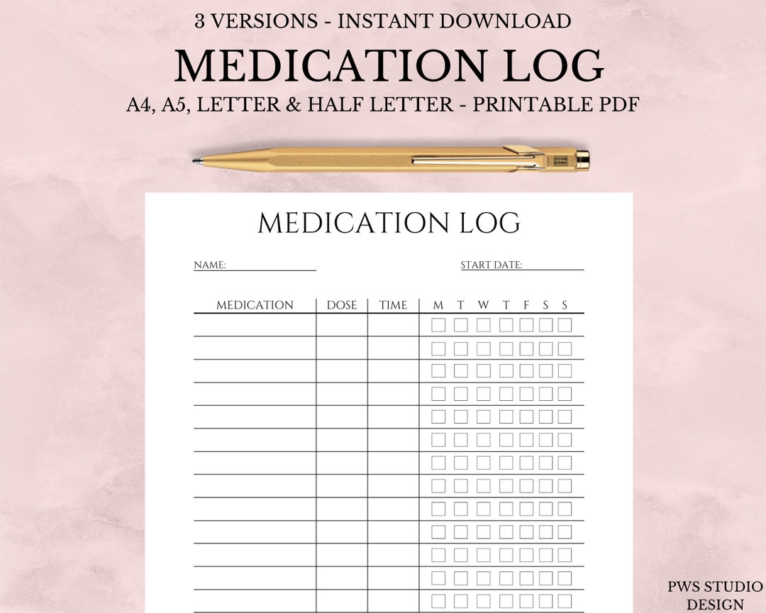 Printable Medication List Planner Page, Healthcare Dose Frequency ...