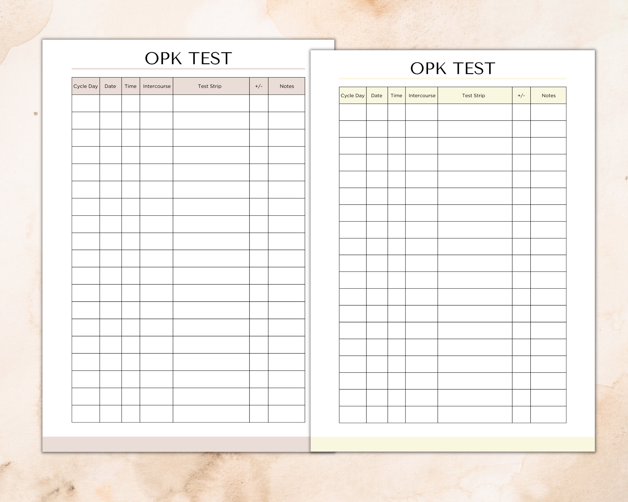 OPK Test Tracker Ovulation Checklist Fertility Planner Ovulation Test ...