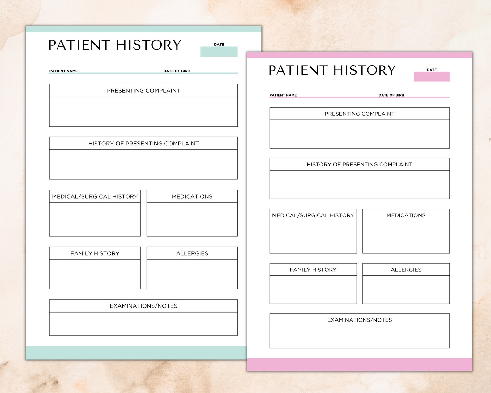Editable and Printable Nursing Patient History, Nursing Patient History ...