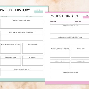 Editable and Printable Nursing Patient History, Nursing Patient History ...