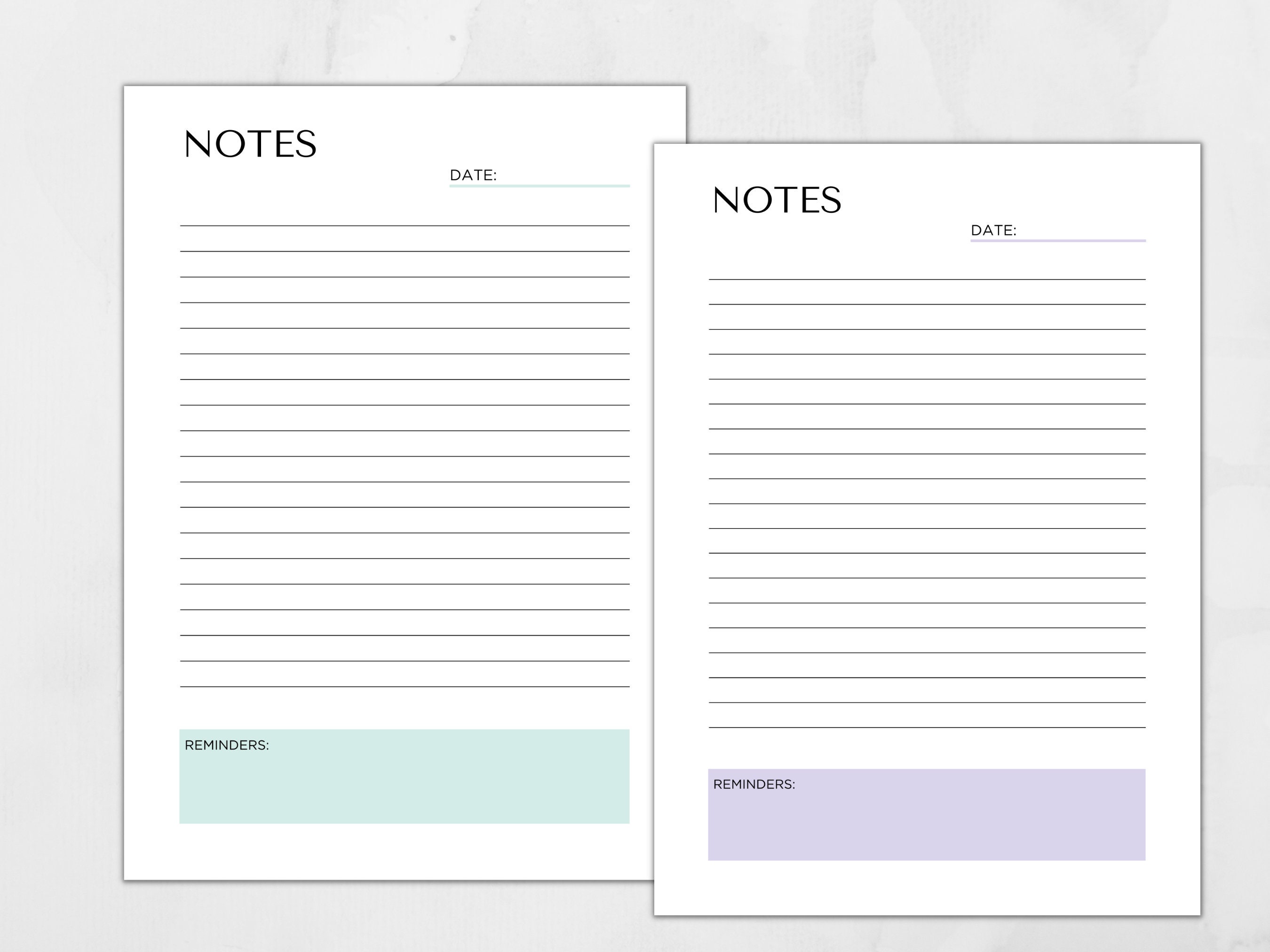 Printable Lined Notes Pages, Editable Lined Paper, Notetaking Pages ...