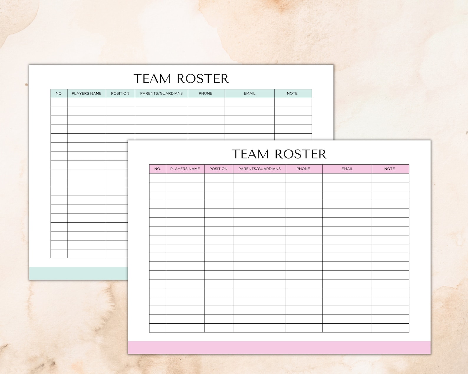 Team Roster Printable, Editable Sports Roster, Printable Soccer Team ...