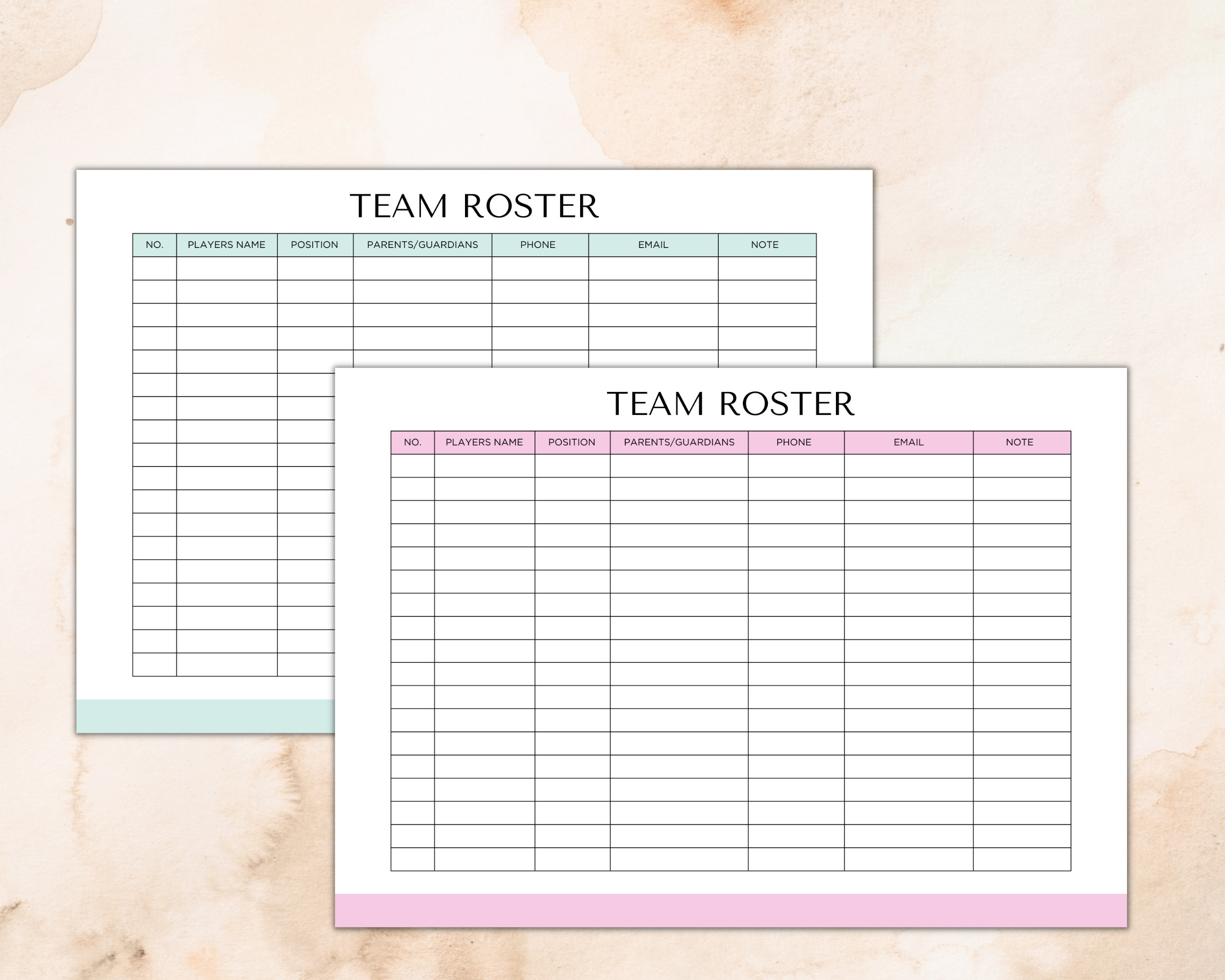 Team Roster Printable, Editable Sports Roster, Printable Soccer Team ...